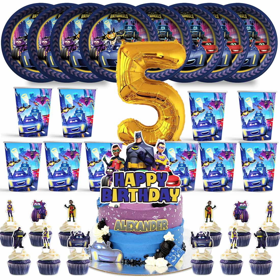 Batwheels Birthday 5th Cups Party Supplies Plates Fans Decorations Cake ...