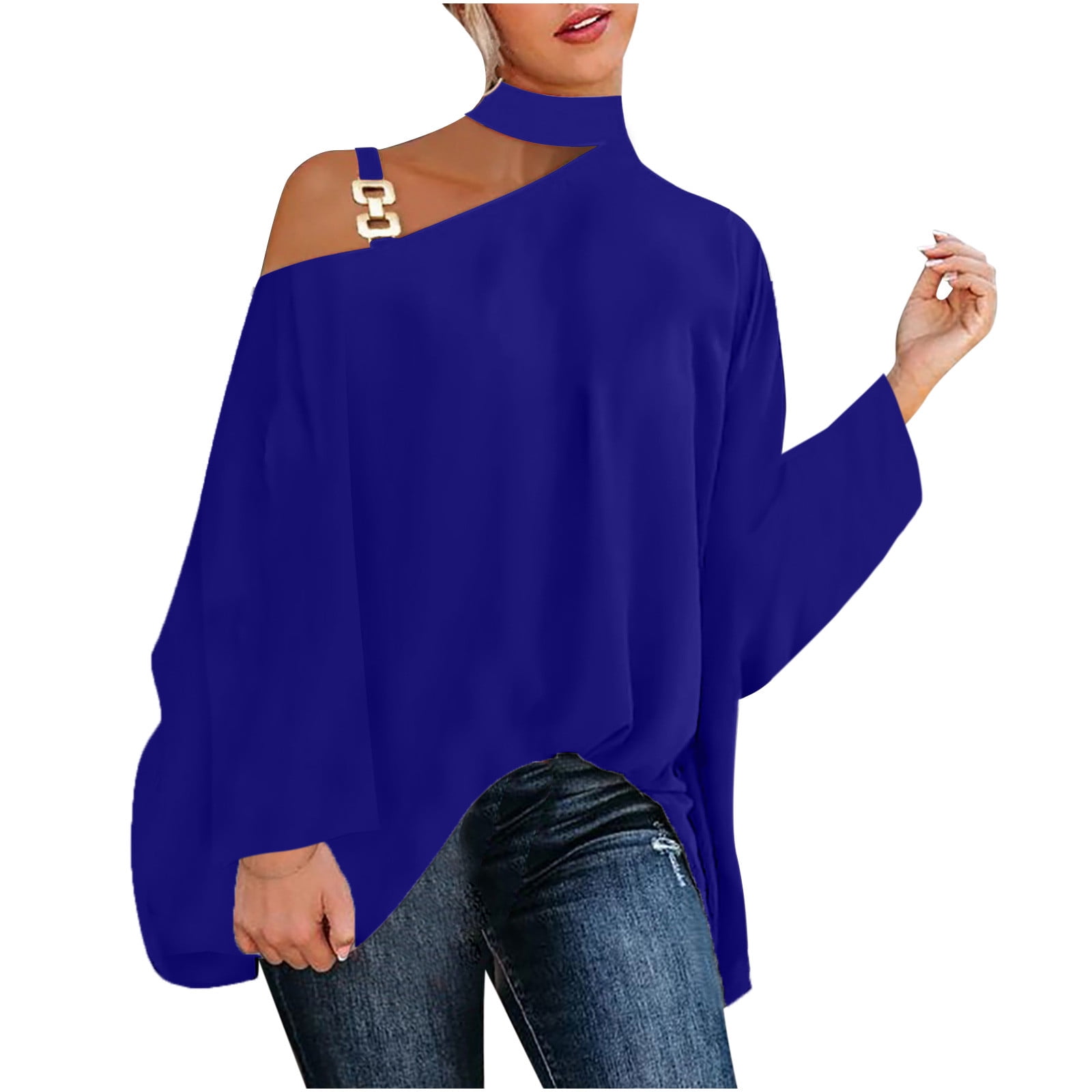 Batwing Half Sleeve Tops for Women Fashion Print Shirts High Collar ...