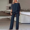 Batwing sleeve top and trousers irregular elegant two-piece set ...