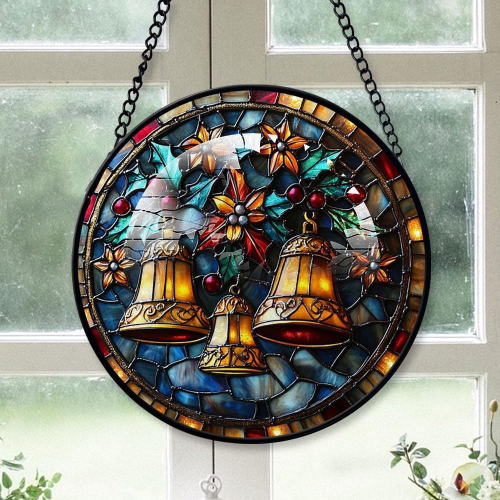 Bauble and Bell Stained Glass Suncatcher, Bauble and Bell, Bauble and ...