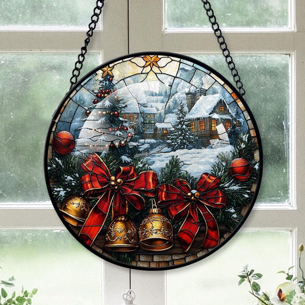 Bauble and Bell Stained Glass Suncatcher, Bauble and Bell Christmas ...