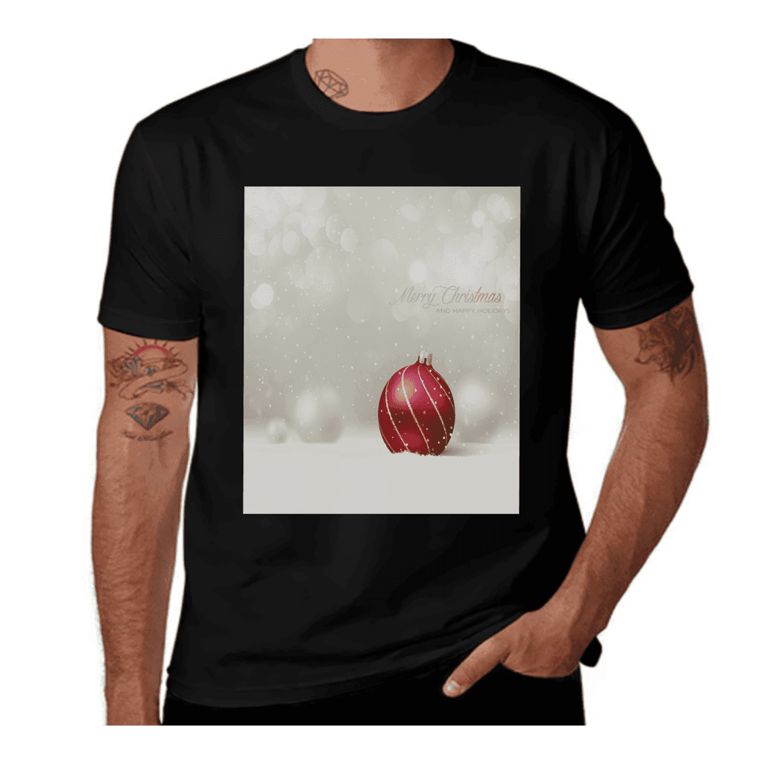 Bauble with Lines-Christmas-Eggshell-Ruby Casual Streetwea Everyday ...