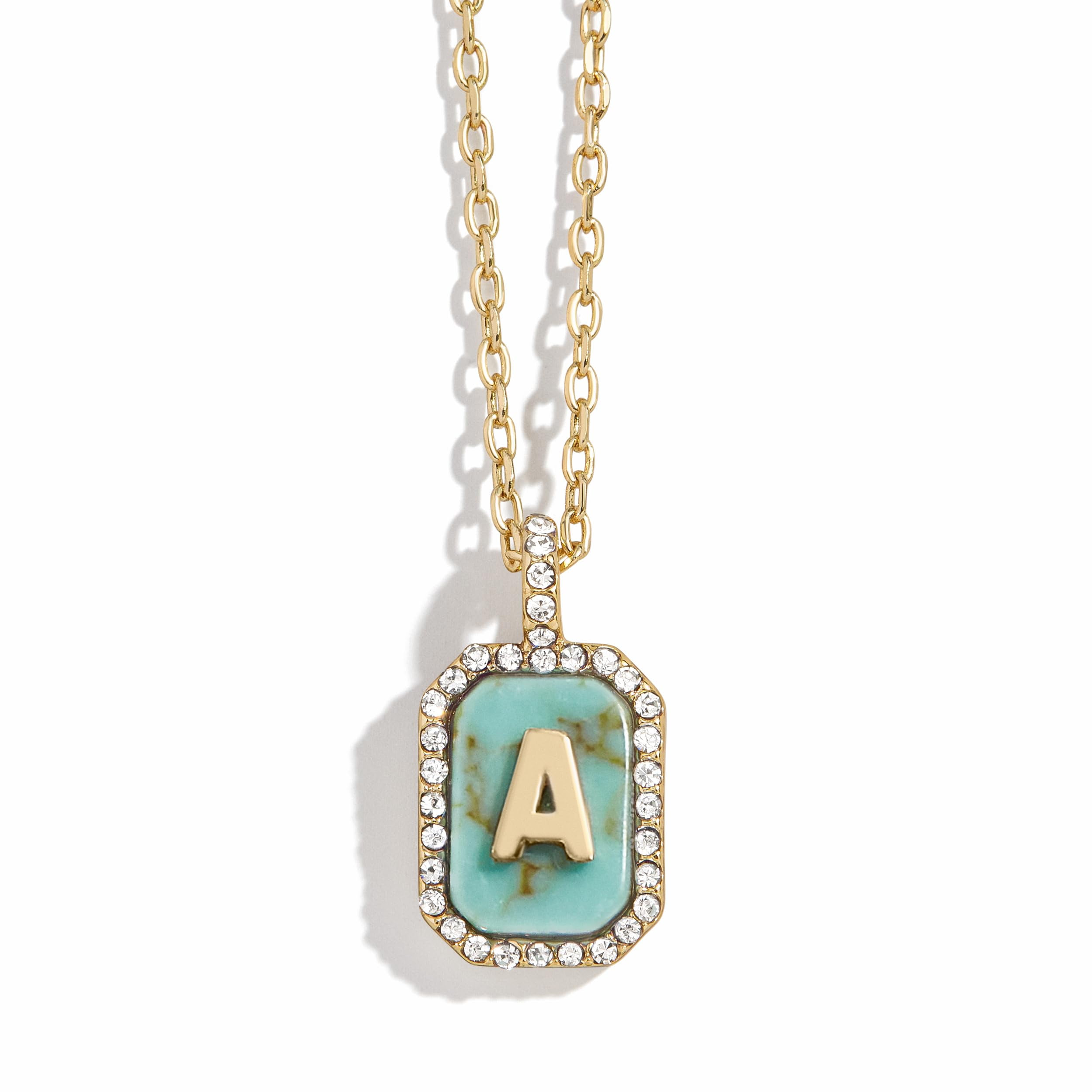 BaubleBar Turquoise and Pave Initial Gold Plated Necklace - A C87 ...