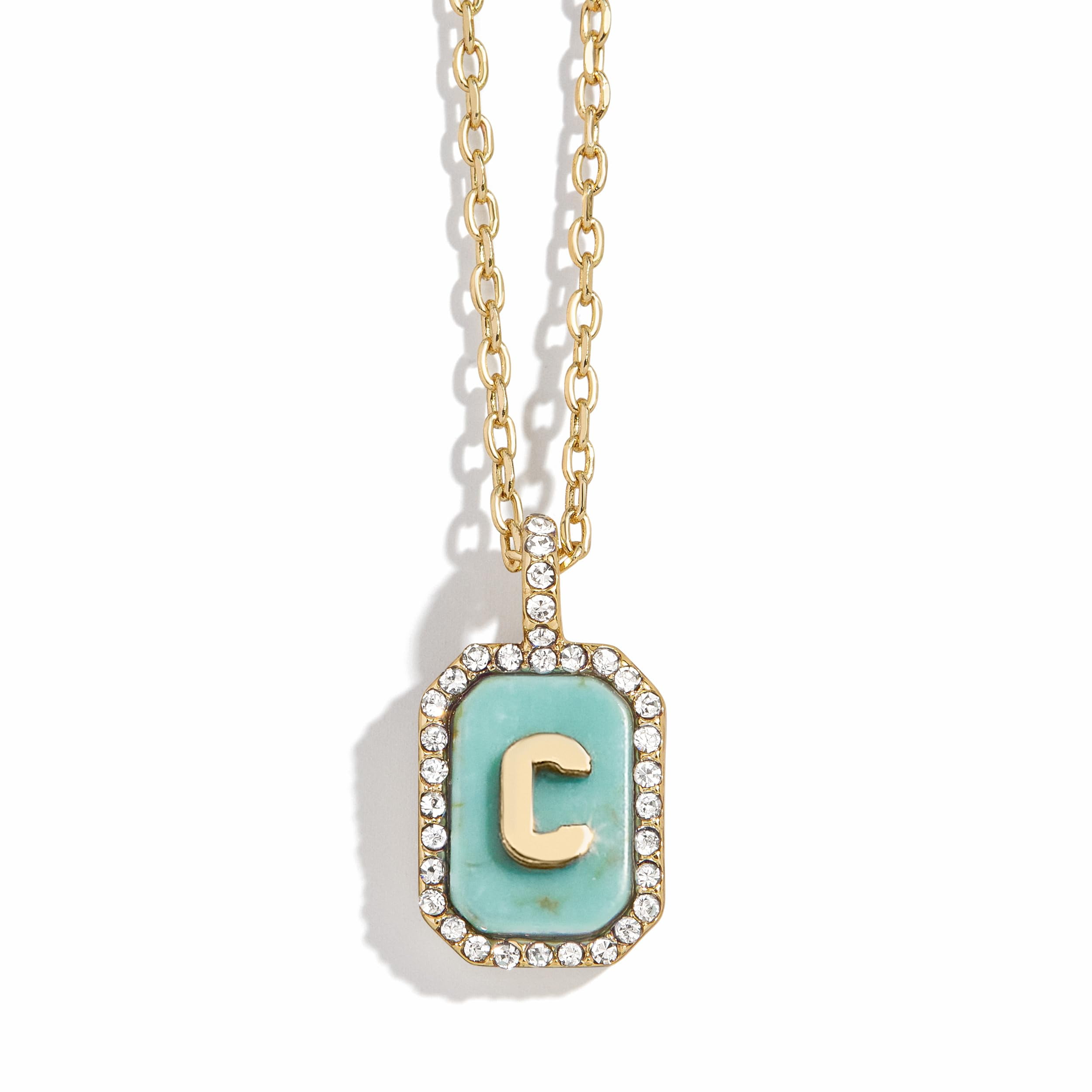BaubleBar Turquoise and Pave Initial Gold Plated Necklace - C C87 ...