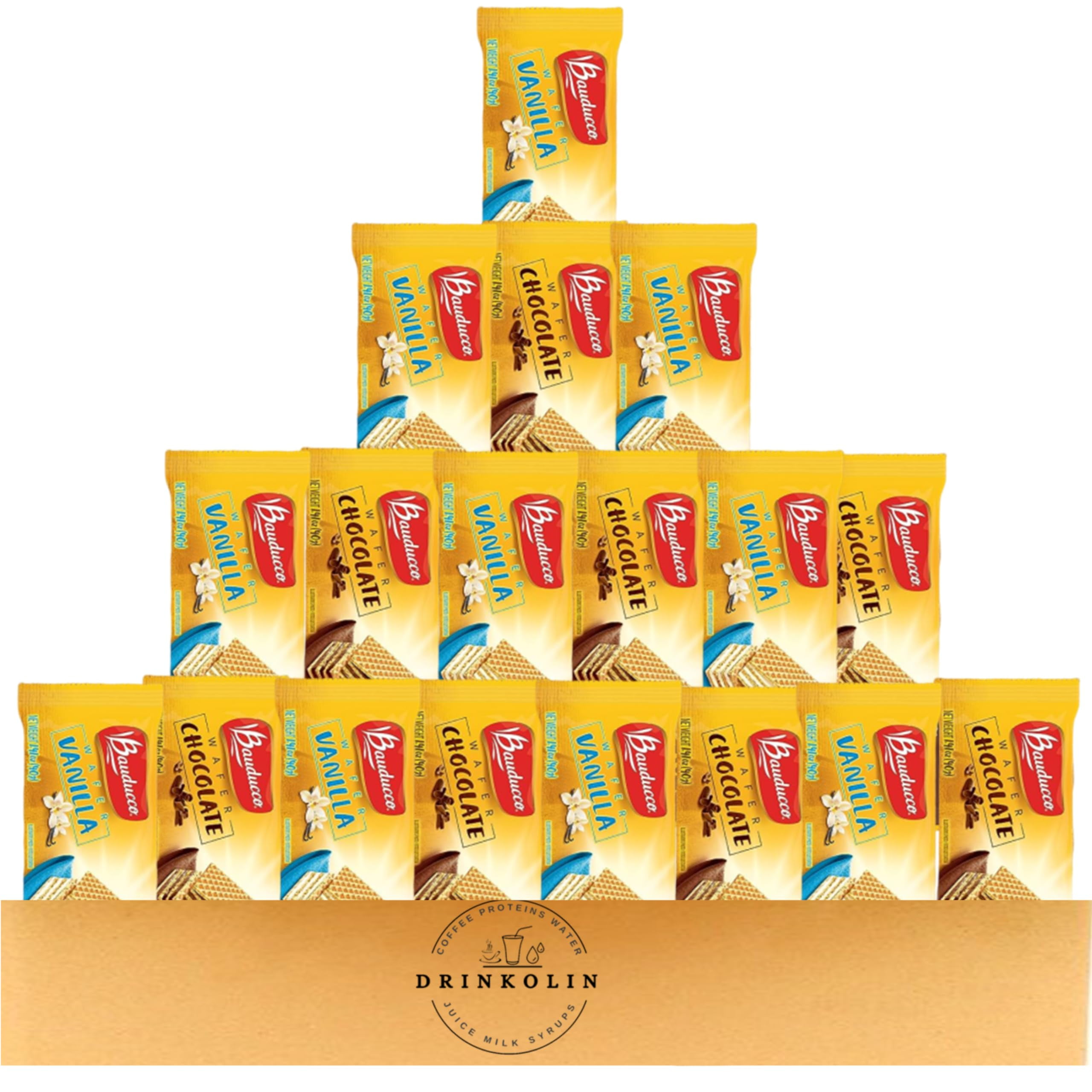 Bauducco Chocolate and Vanilla ZS23 Mini Wafer Cookies with Three Layers of Cream (20 Single ...