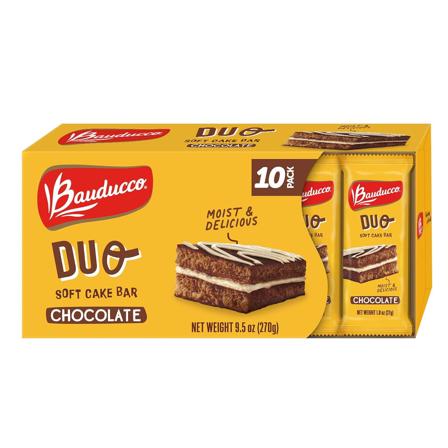 Bauducco Duo Cake Chocolate - Pack of 10 - Delicious Mini Layer Cake ...
