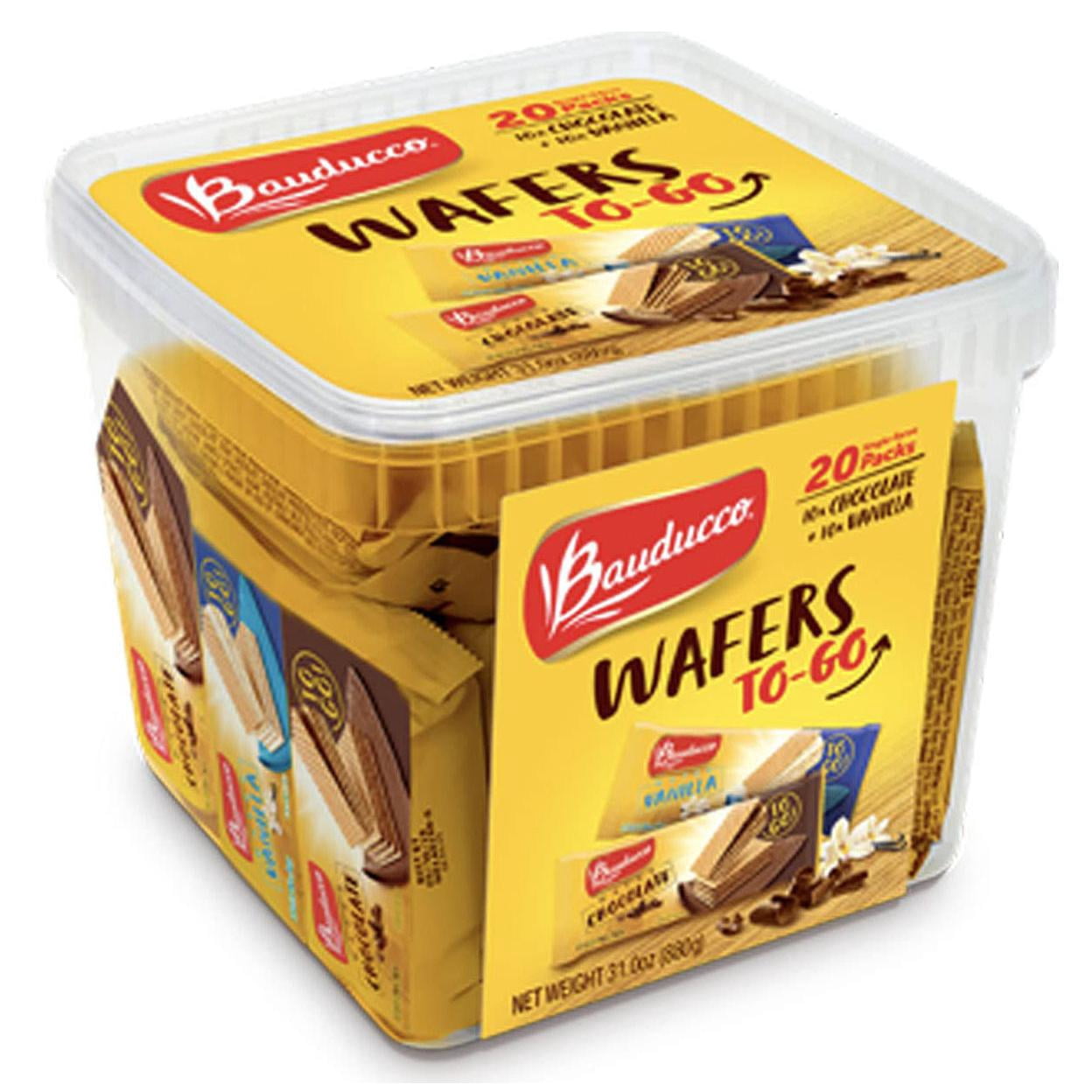 Bauducco Wafer Cookies Variety Pack, 1.41 Oz Packs, 20 Count Tub ...