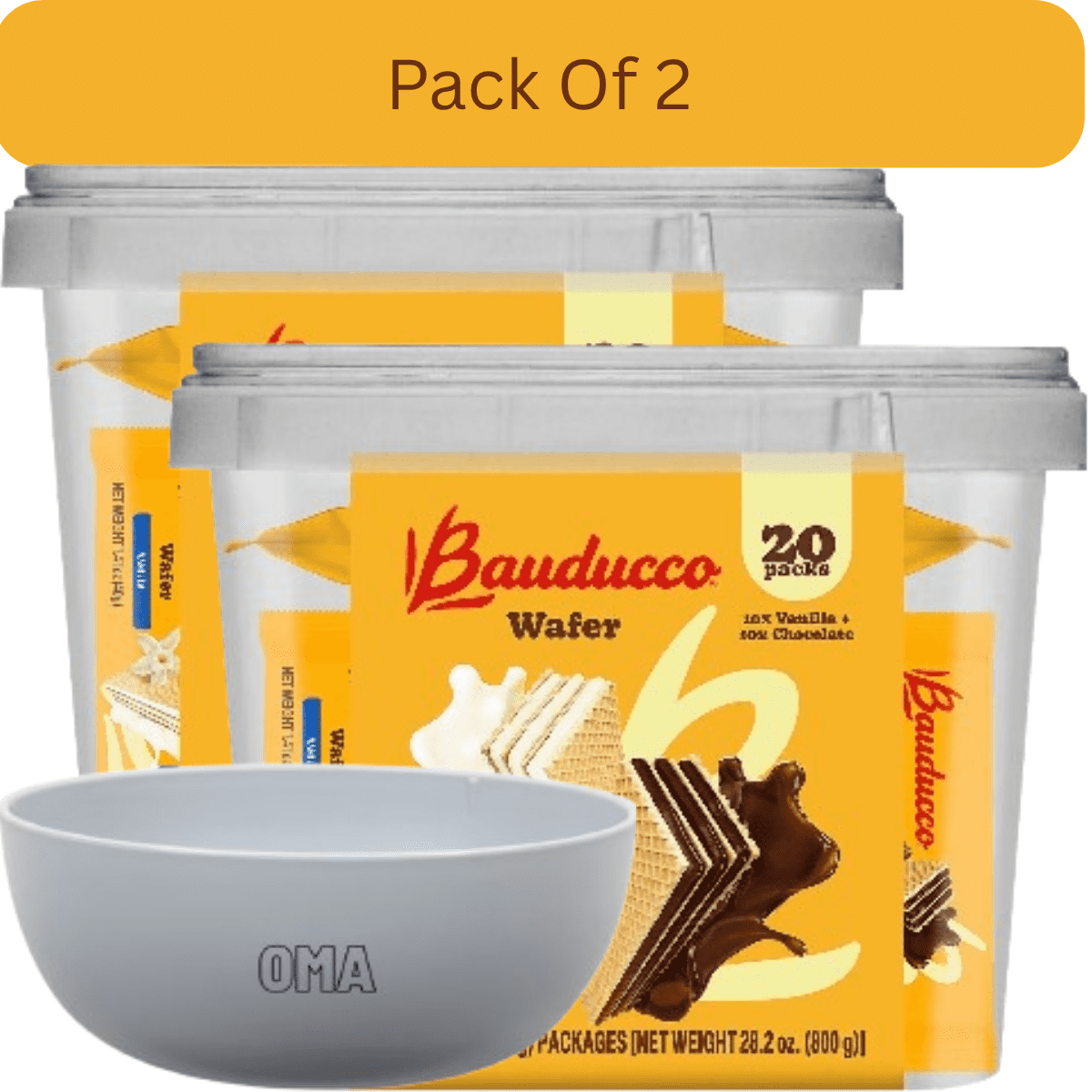 Bauducco Wafer Tub, Crispy Assorted Snack Wafers, 20 Count With White ...