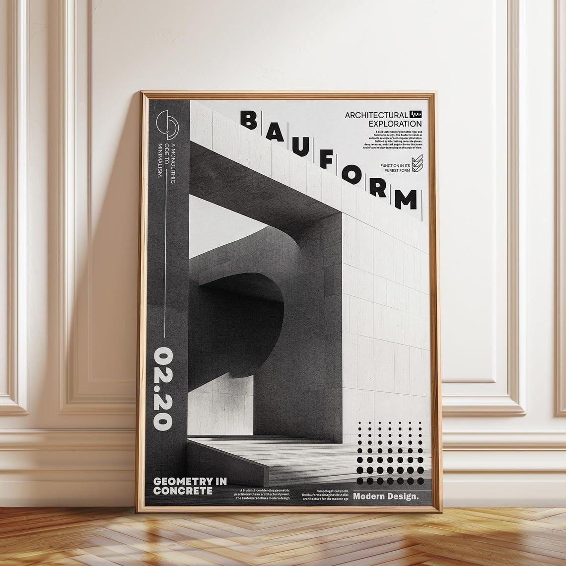 Bauform Concrete Brutalist Geometric Architecture Art, Unframed Canvas ...