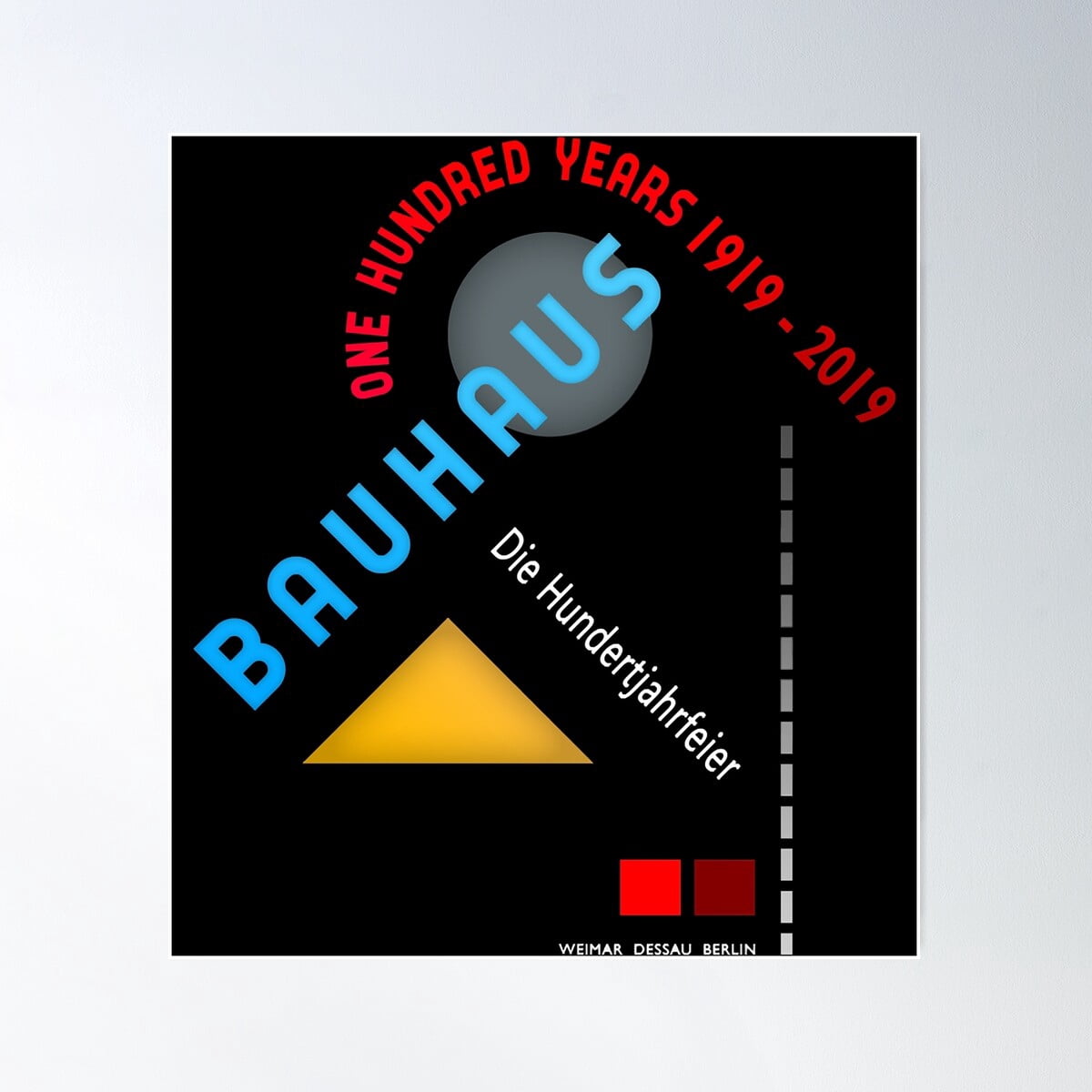 Bauhaus 100 Years Poster Wall Art, Modern Wall Decor For Living Room ...