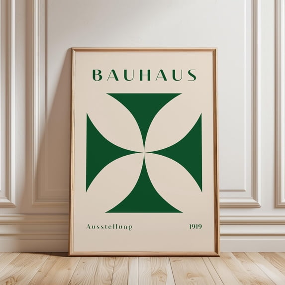 Bauhaus 1919 Exhibition Dark Green Minimalist Abstract Symbol Geometric ...