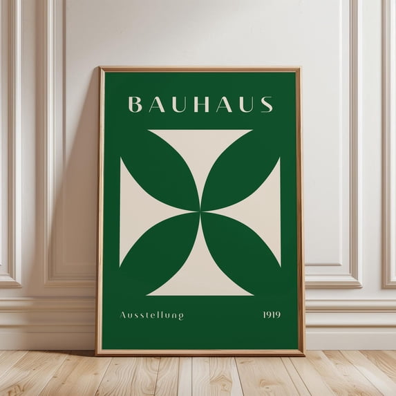 Bauhaus 1919 Exhibition Forest Green Minimalist Abstract Symbol Mid ...