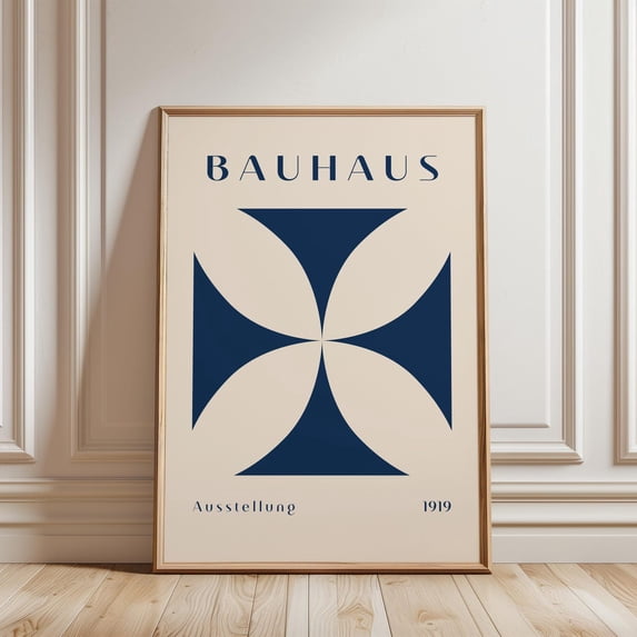 Bauhaus 1919 Exhibition Navy Blue Minimalist Abstract Symbol Geometric ...
