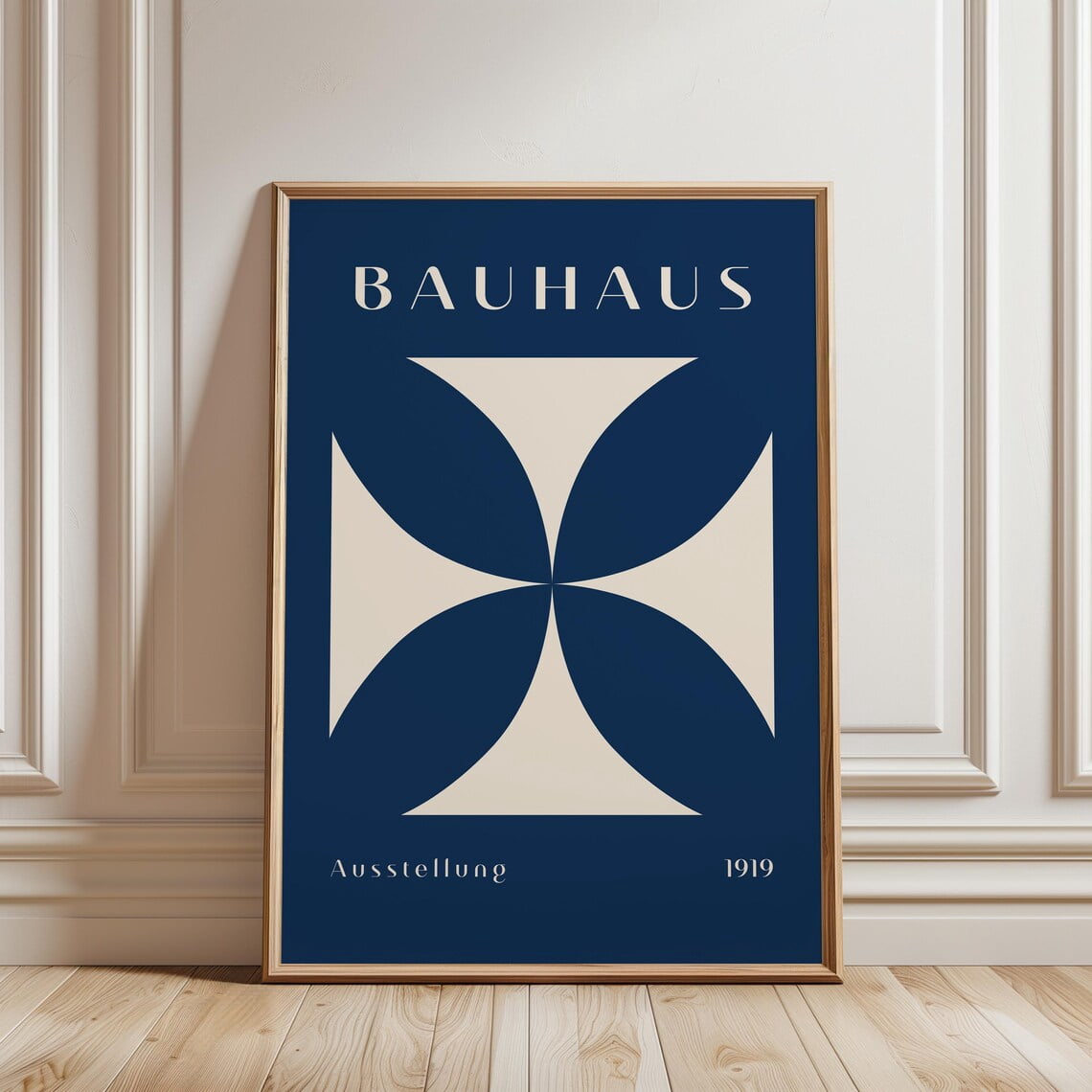 Bauhaus 1919 Exhibition Navy Blue Minimalist Abstract Symbol Mid ...