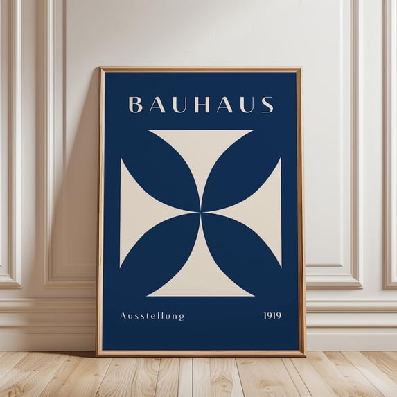 Bauhaus 1919 Exhibition Navy Blue Minimalist Abstract Symbol Mid ...