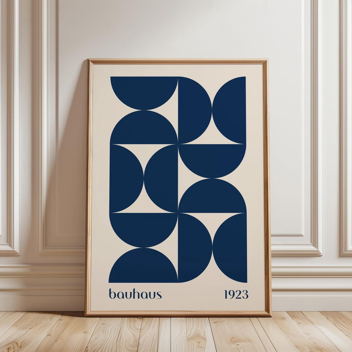 Bauhaus 1923 Exhibition Navy Blue Large Geometric Shapes Minimalist Mid ...