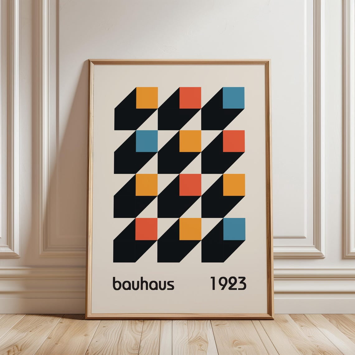 Bauhaus 1923 Geometry Modernist Abstract Mid Century Graphic, Stretched ...