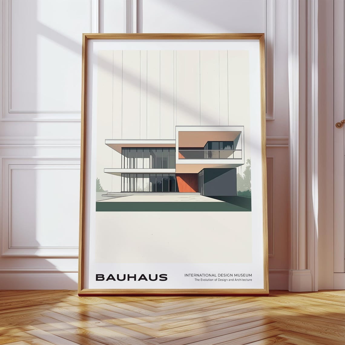 Bauhaus Architecture Poster Modernist House Print With Glass Facade And ...