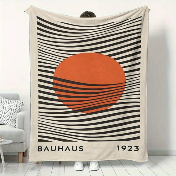 Bauhaus Art Print Flannel Blanket - Mid-Century Modern Design with ...