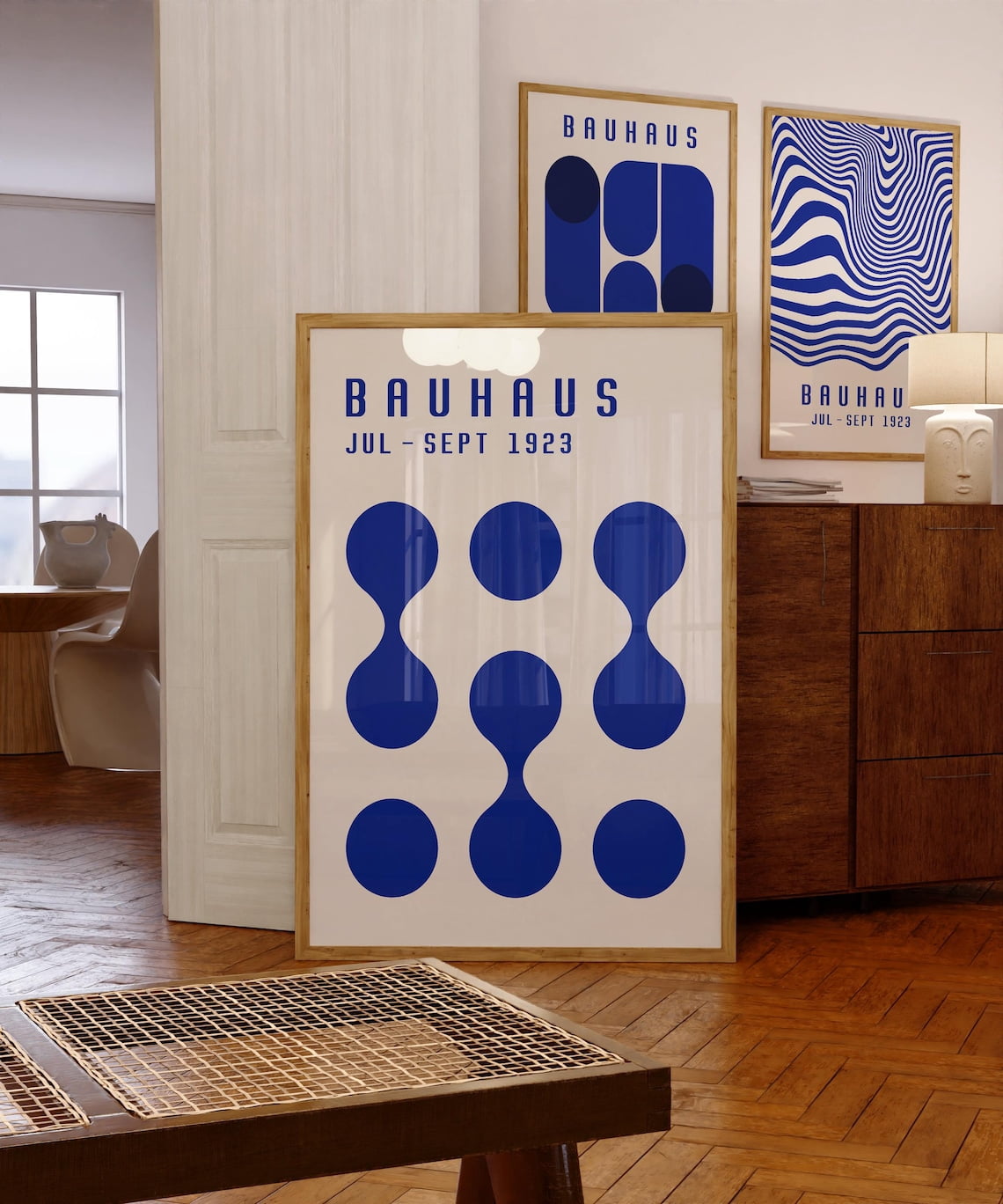 Bauhaus Blue Geometric Bauhaus Ausstellung Exhibition Mid Century ...