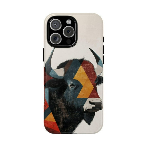 Bauhaus Buffalo Geometric Shapes Abstract Animal Art Phone Case with ...