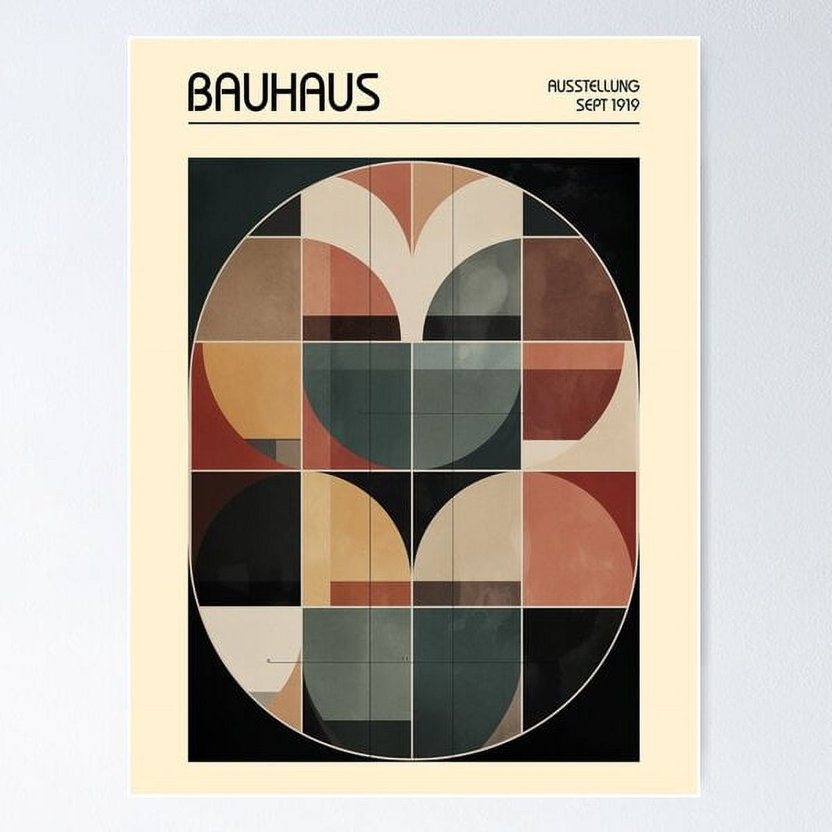 Bauhaus Circle Grid – Earthy Modern Abstract Poster Wall Art, Modern ...