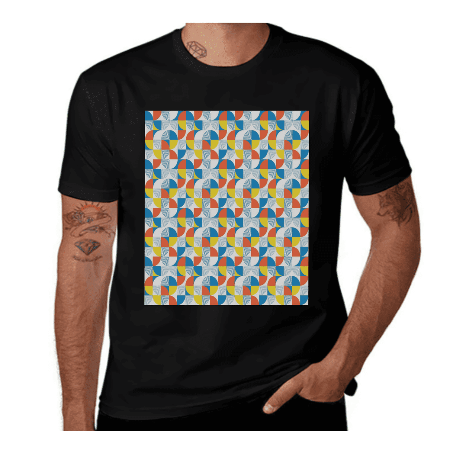 Bauhaus Circular Form-Geometric-Multicolor Casual Streetwea Everyday Tshirt Comfortable Wear tee ...