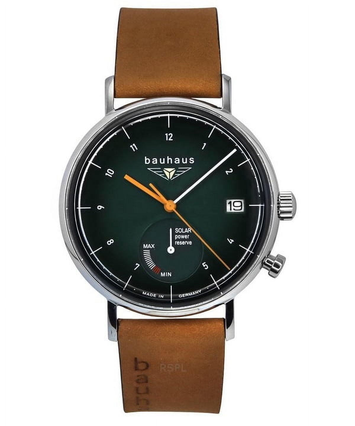 Bauhaus Classic Brown Leather Strap Dark Green Dial Solar 21124 Men's Watch - Walmart.com