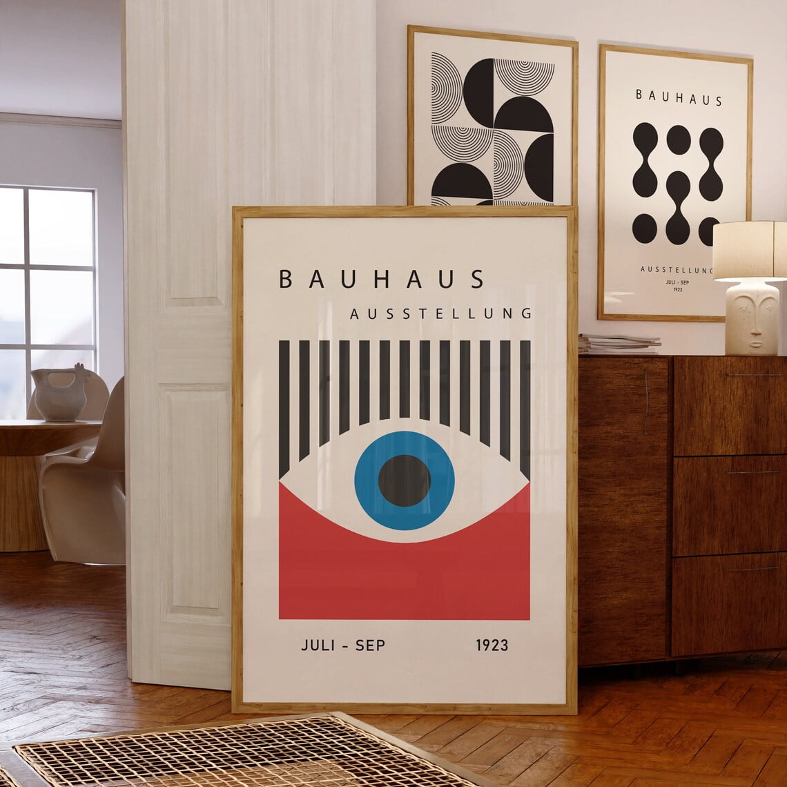 Bauhaus Evil Eye Decor Wall Art Print, Abstract Geometric Wall Art, Bauhaus Exhibition, Mid ...