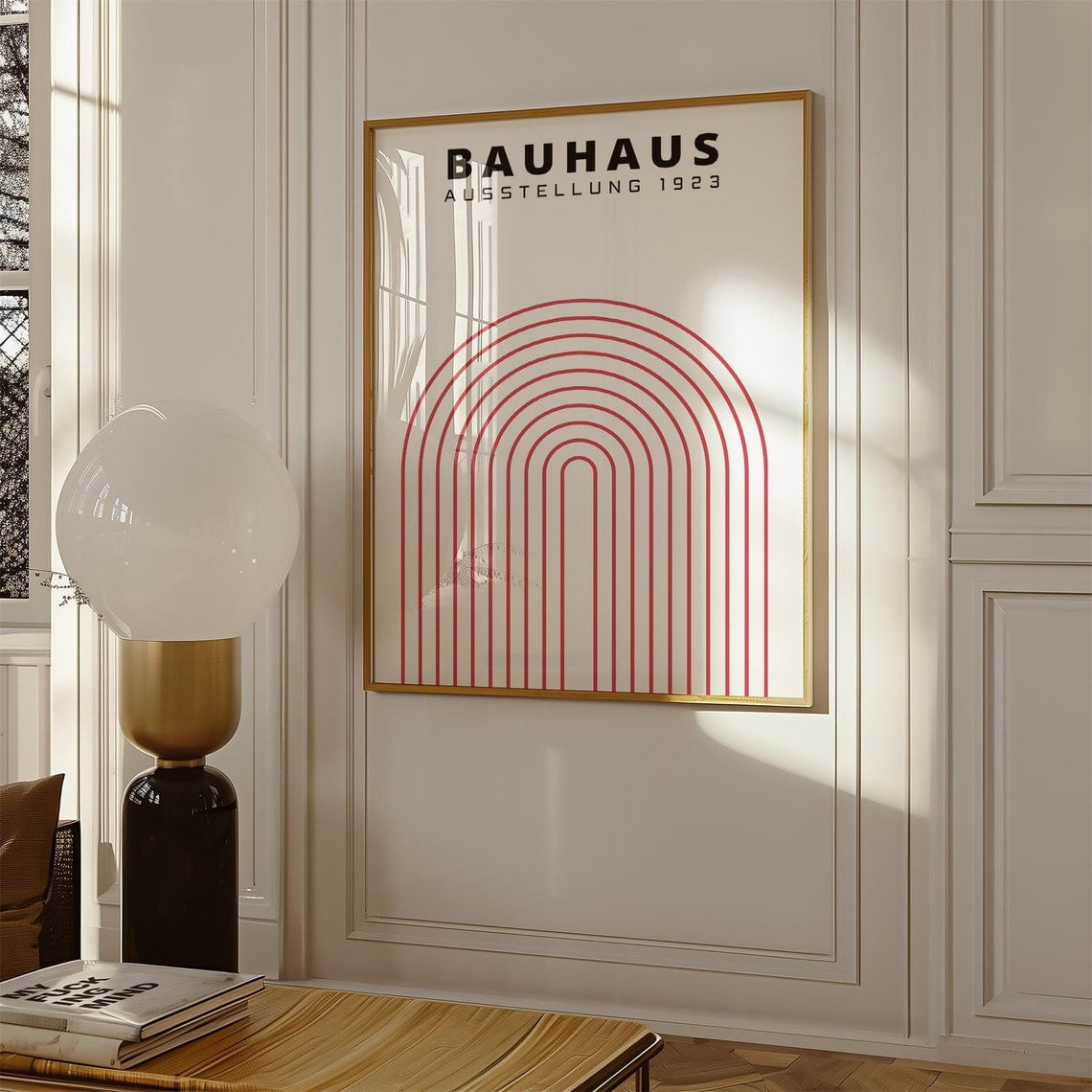 Bauhaus Exhibition Arch Print Modern Geometric Wall Art Minimalist Red ...