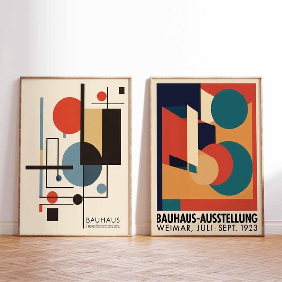 Bauhaus Geometric Abstract Mid Century Wall Art Set Set 2 Unframed ...