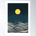 Bauhaus Moon Night Sea Waves Poster Wall Art Modern Wall Decor For ...