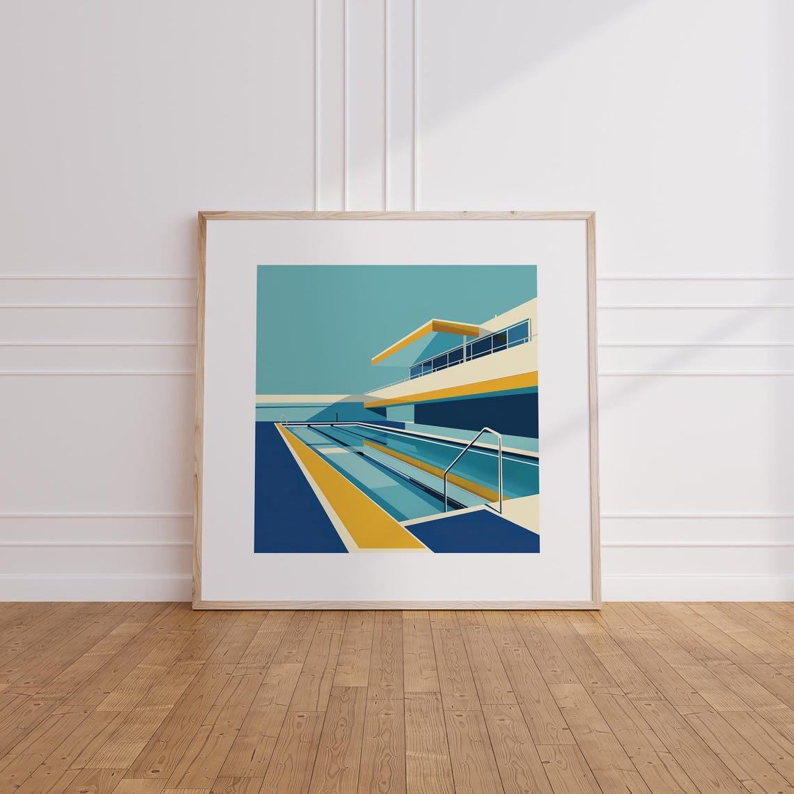 Bauhaus Poolside Print Modernist Architecture Art Minimalist Geometric Poster For Living Room ...