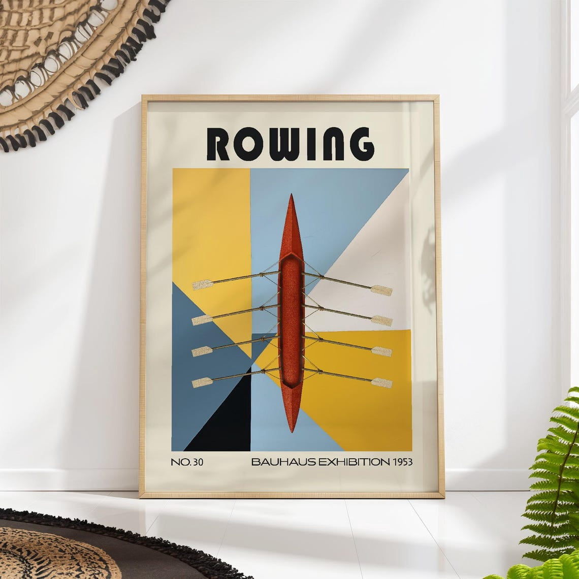 Bauhaus Rowing Wall Art Print, Mid‑Century Crew Boat Poster, Retro ...
