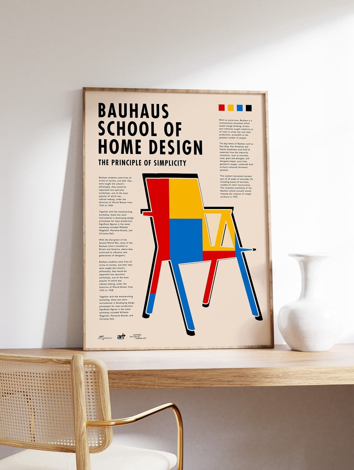 Bauhaus School Mid-Century Modern Chair Retro German Layout Art ...