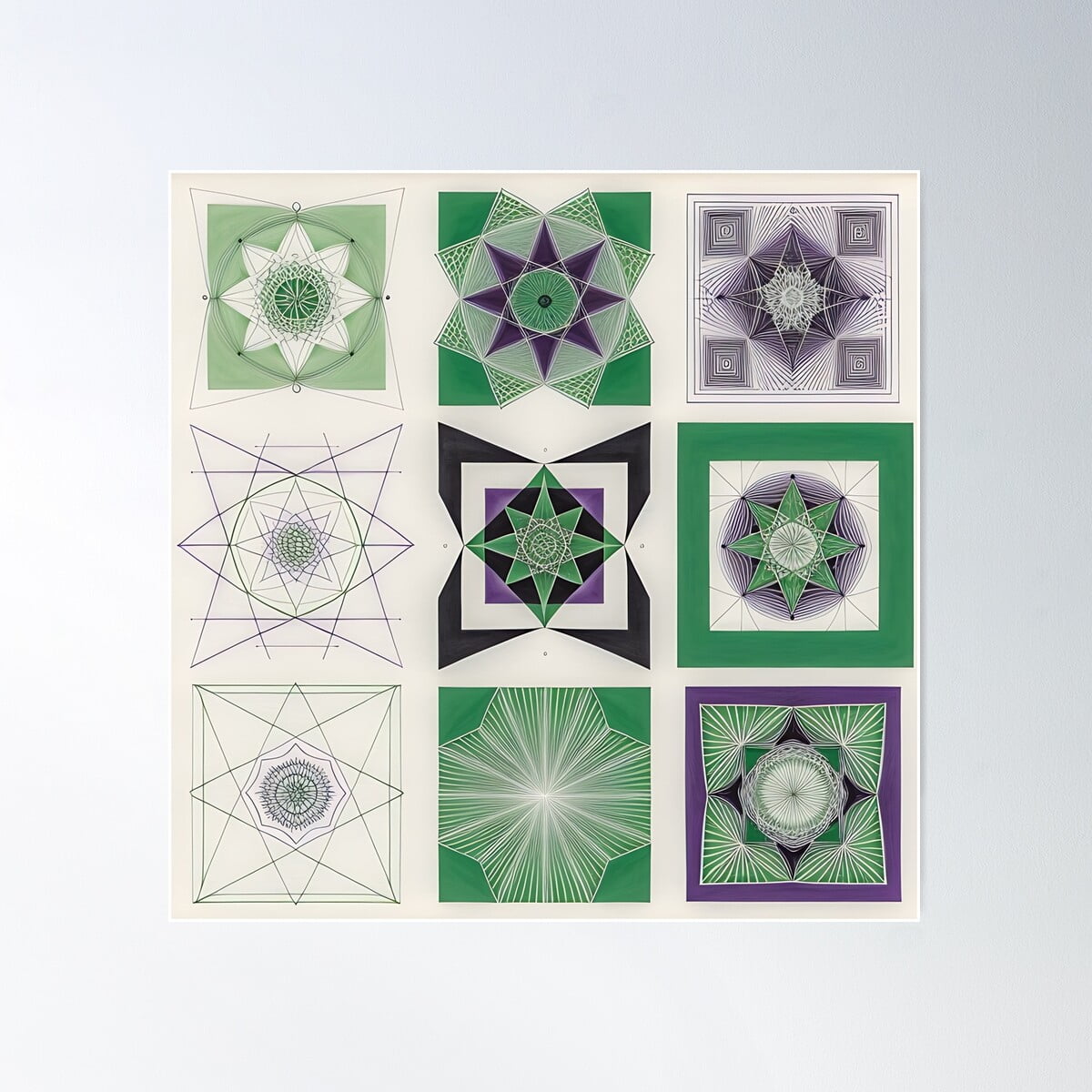 Bauhaus Spirograph Collage Poster Wall Art, Modern Wall Decor For ...