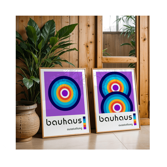 Bauhaus Trendy Poster, Mid Century Geometric Wall Art Home Decor Office ...