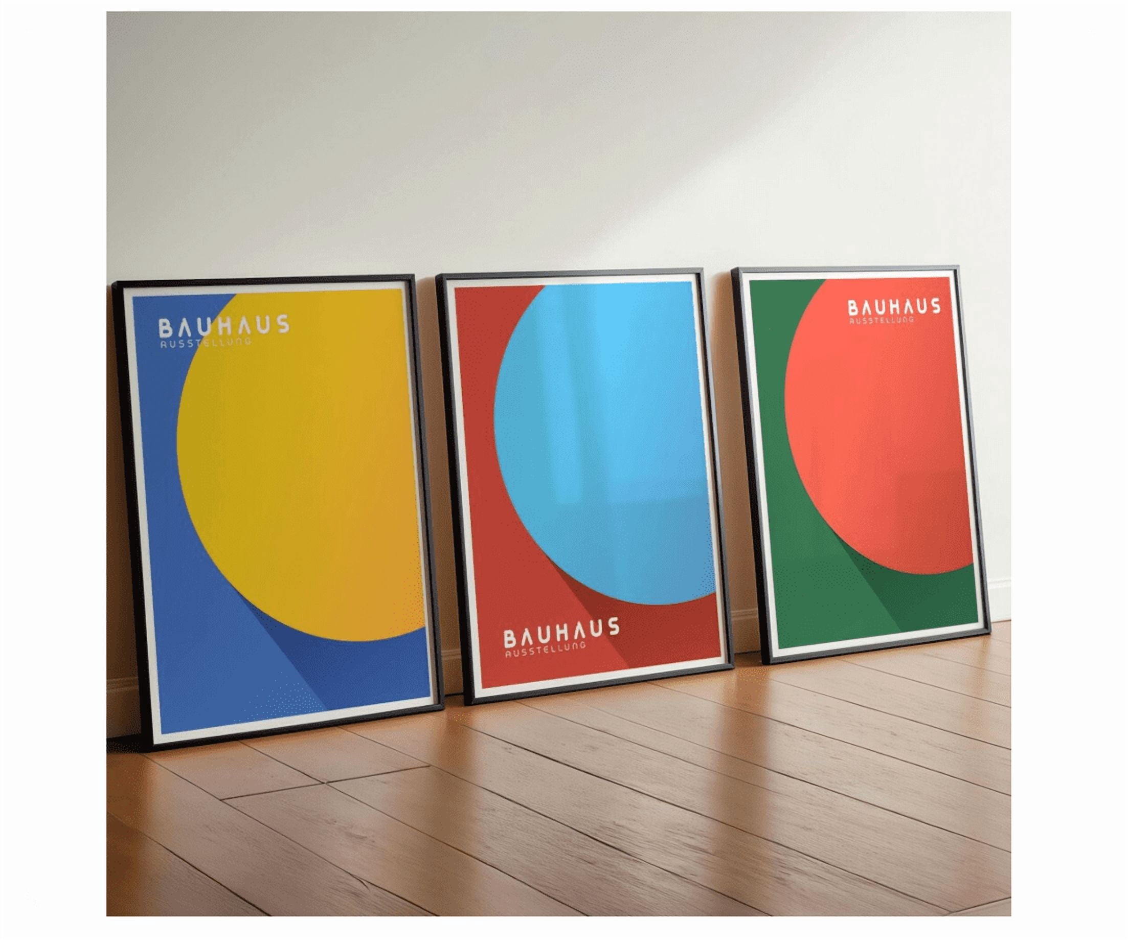 Bauhaus Triptych Poster Set, Mid Century Living Room Art Home Decor ...