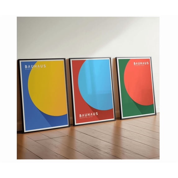 Bauhaus Triptych Poster Set, Mid Century Living Room Art Home Decor ...