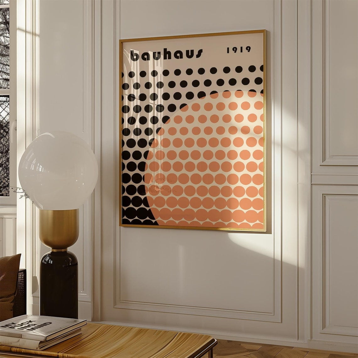 Bauhaus Wall Art With Geometric Dots 1919 Design Modern Orange And ...