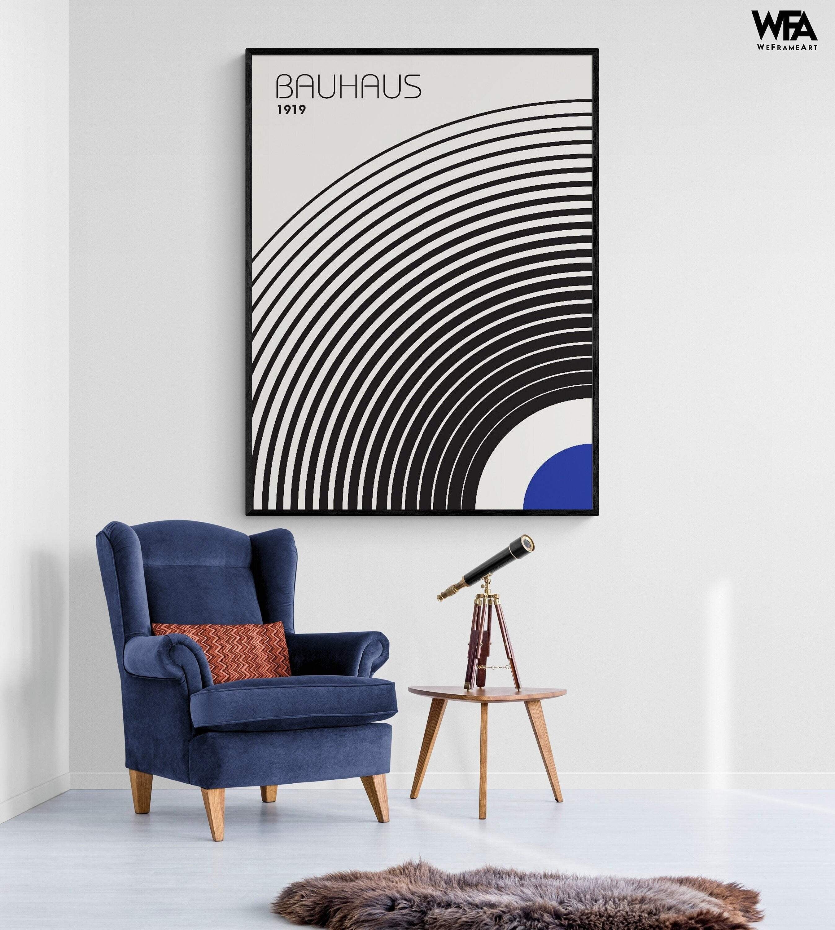 Bauhaus Wall Decor Print, Framed Geometric Poster, Bauhaus Style Wall ...