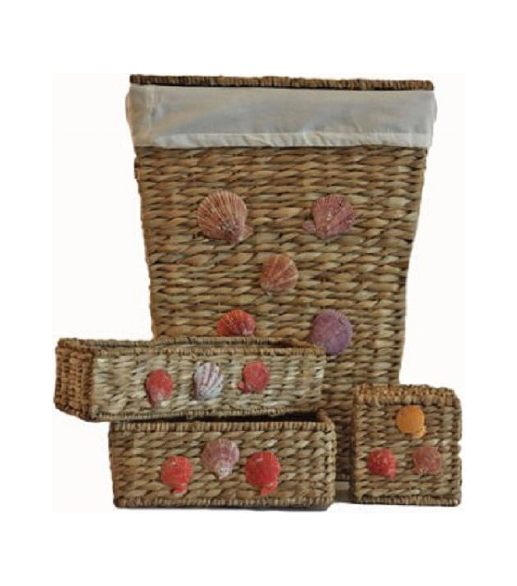 Baum 4-Piece Hamper Set with Multi-Colored Shell Trim, Beige - Walmart.com