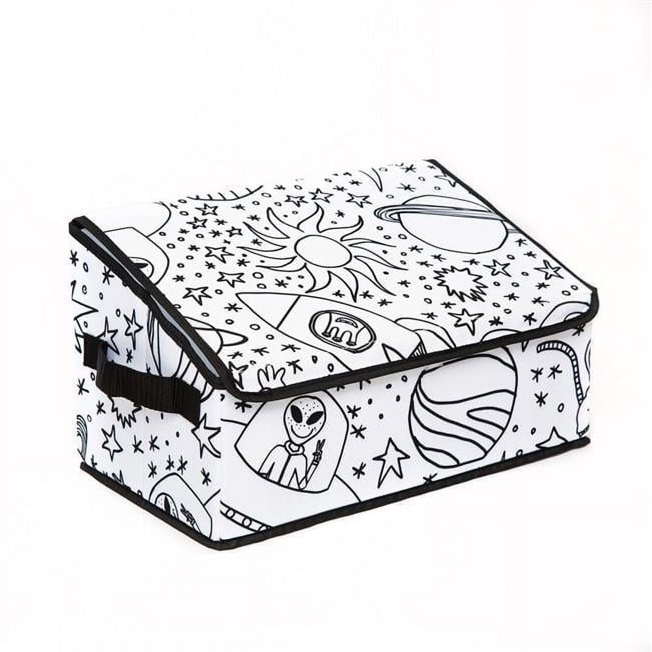Baum 21A352SE Kids Coloring Angled Storage Bin with Lid, Space Print ...