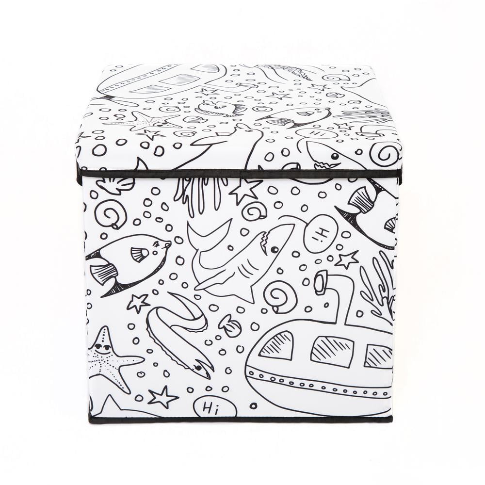 Baum Kids Coloring Storage Cube with Lid, Under Sea Print - Walmart.com
