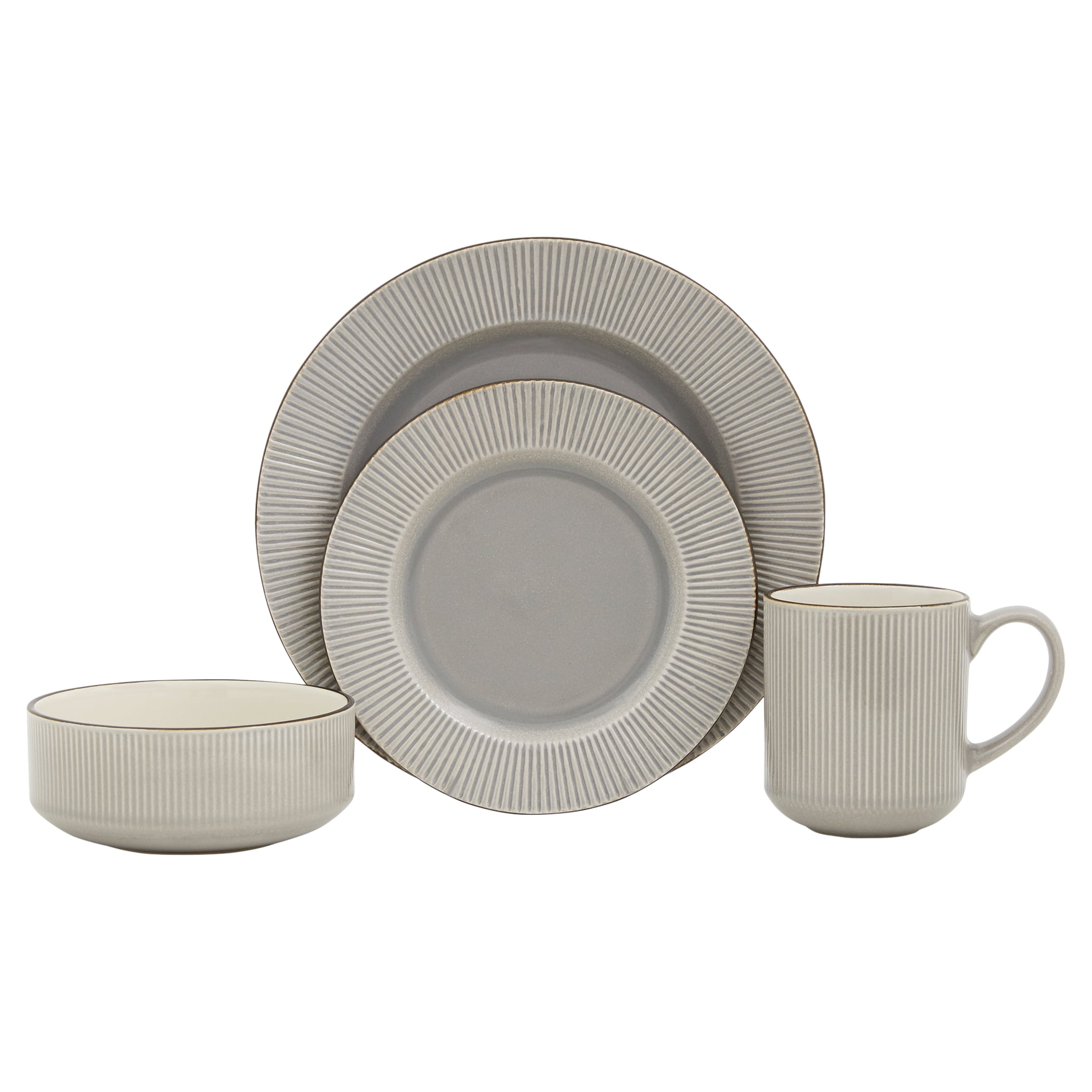 Baum LINJA16G Soho Dinnerware Set, Grey - 16 Piece - Walmart.com