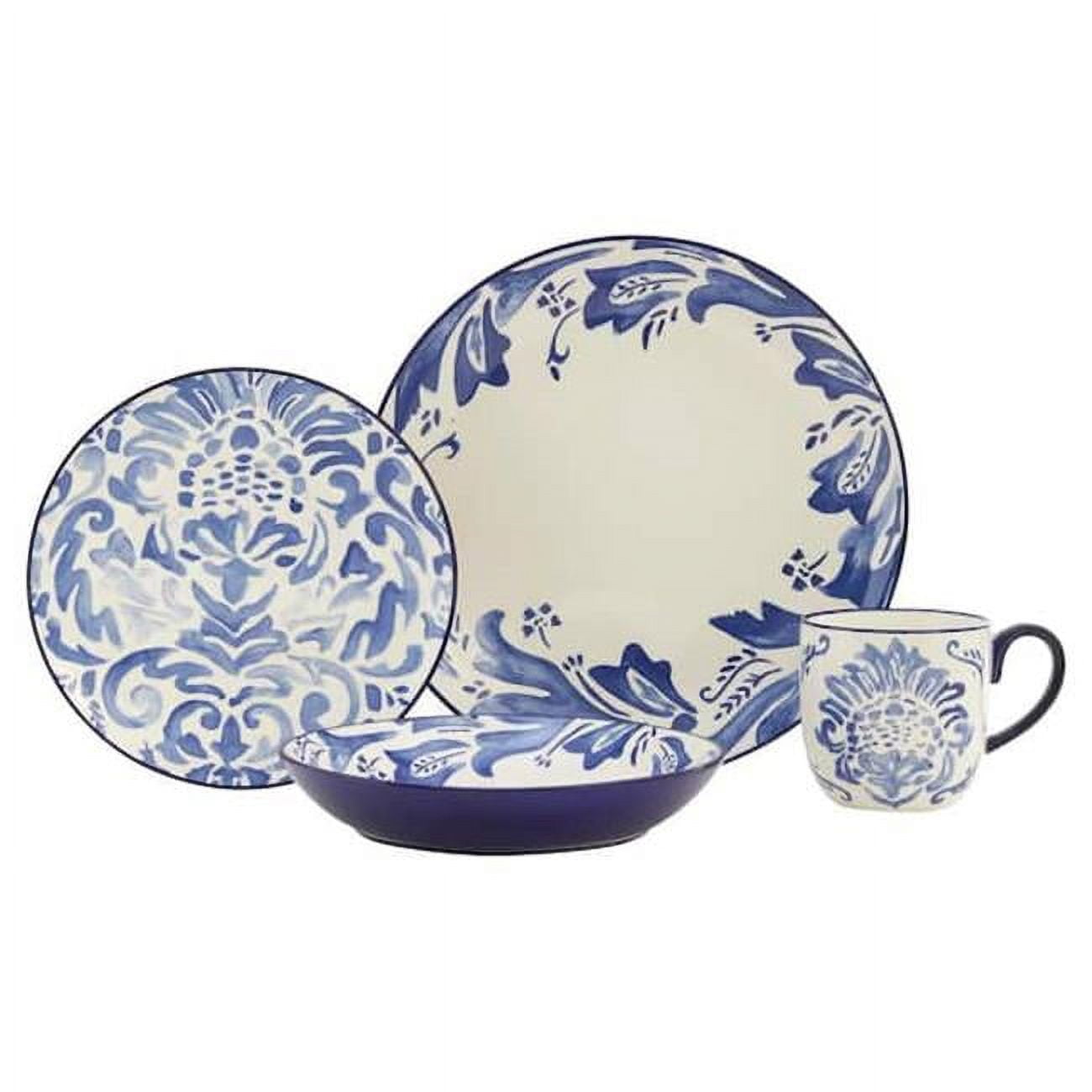 Baum MAZUR16B Bosquet Dinnerware Set, Blue - 16 Piece - Walmart.com