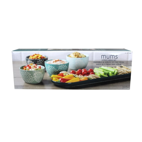 Baum Mums 5 Piece Dinnerware Serve Set, Dishwasher & Microwave Safe ...