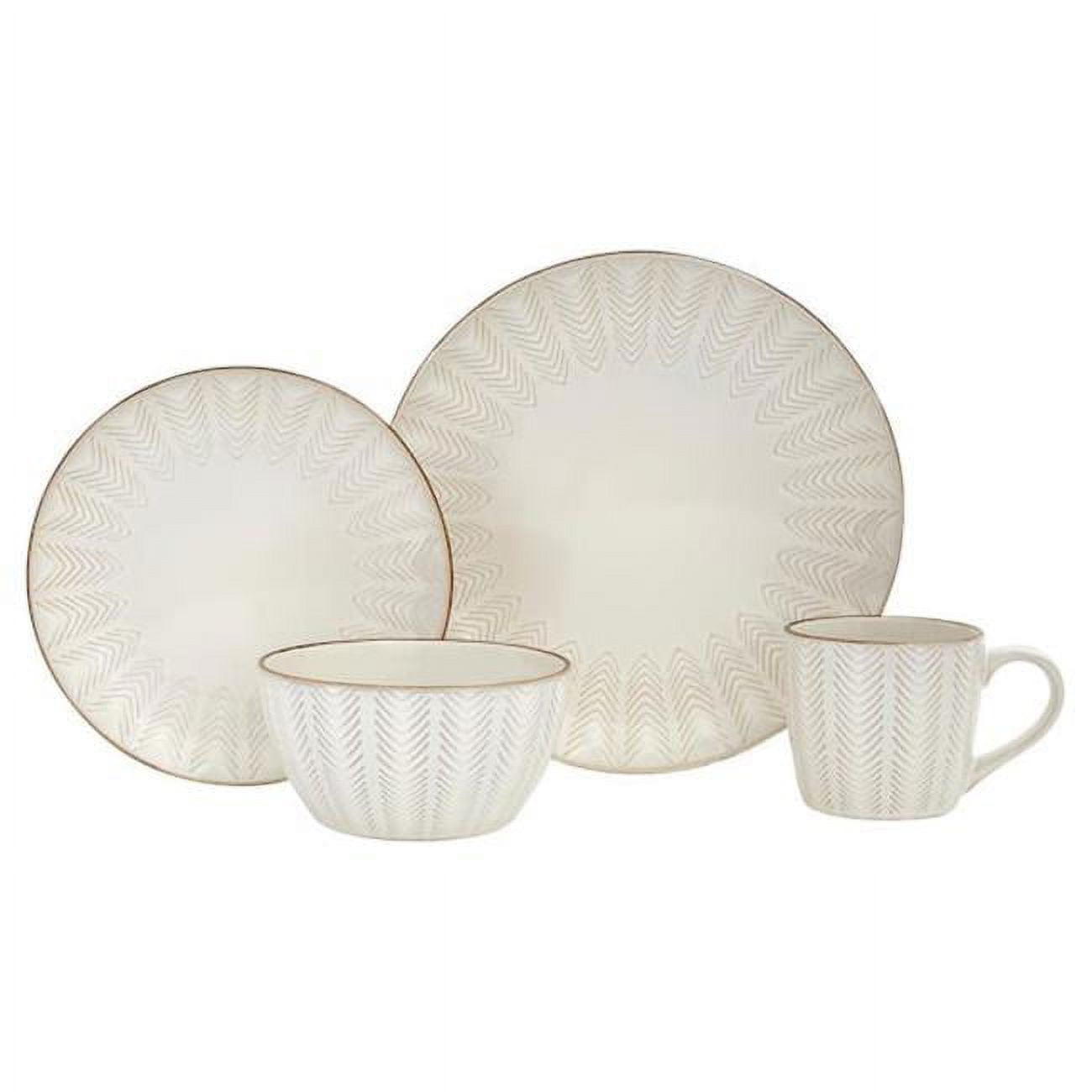 Baum PLUME16I Ostri Feathered Dinnerware Set, Ivory - 16 Piece ...