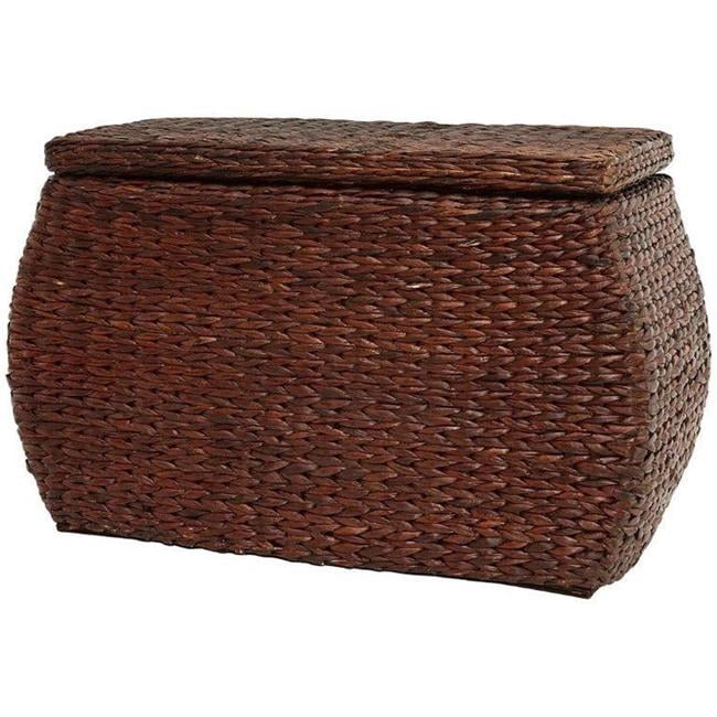 Baum Rectangular Bulge Havana Weave Rush Lined Storage Ottoman with ...