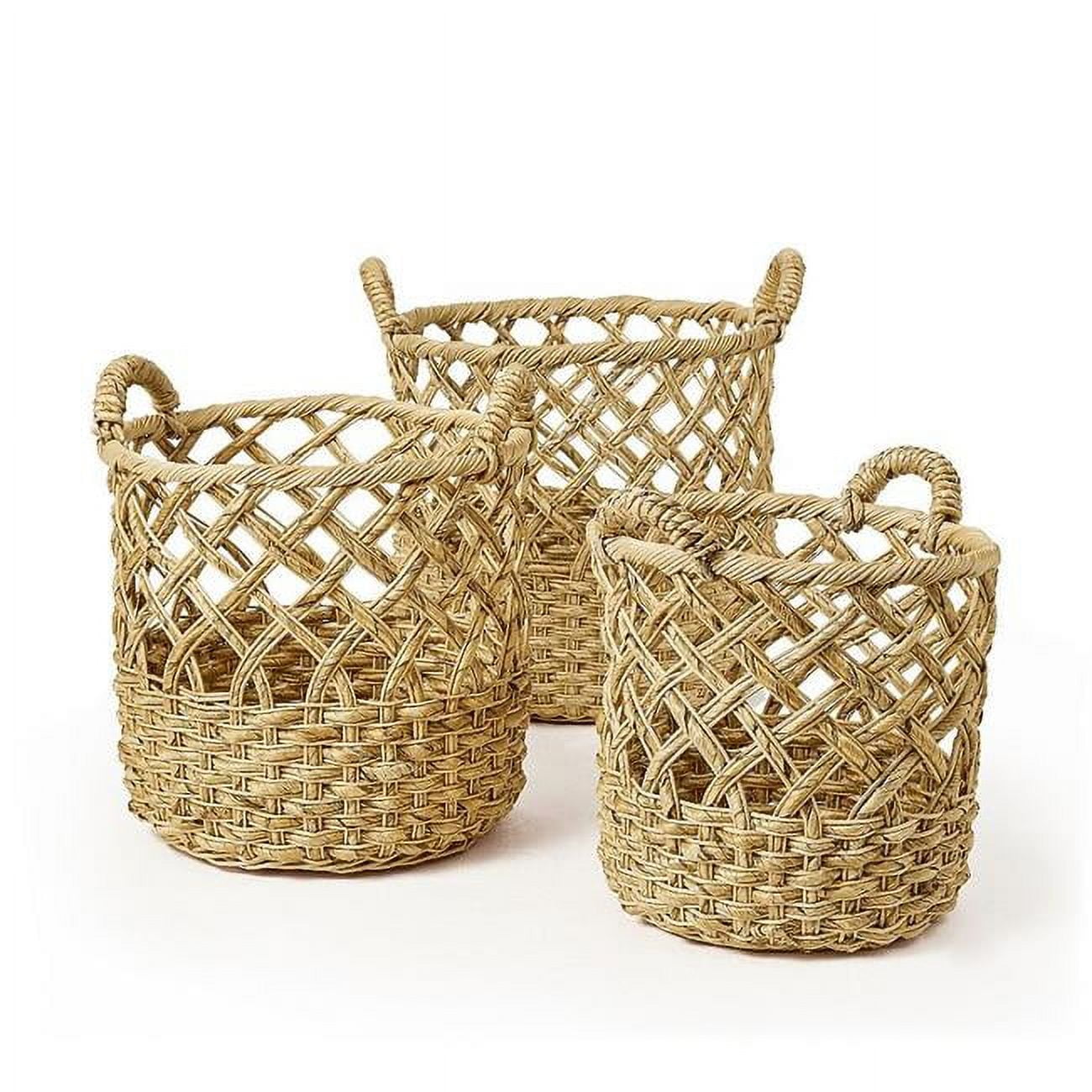 Baum Round Open Weave Banana Baskets with Ear Handles - Set of 3 ...
